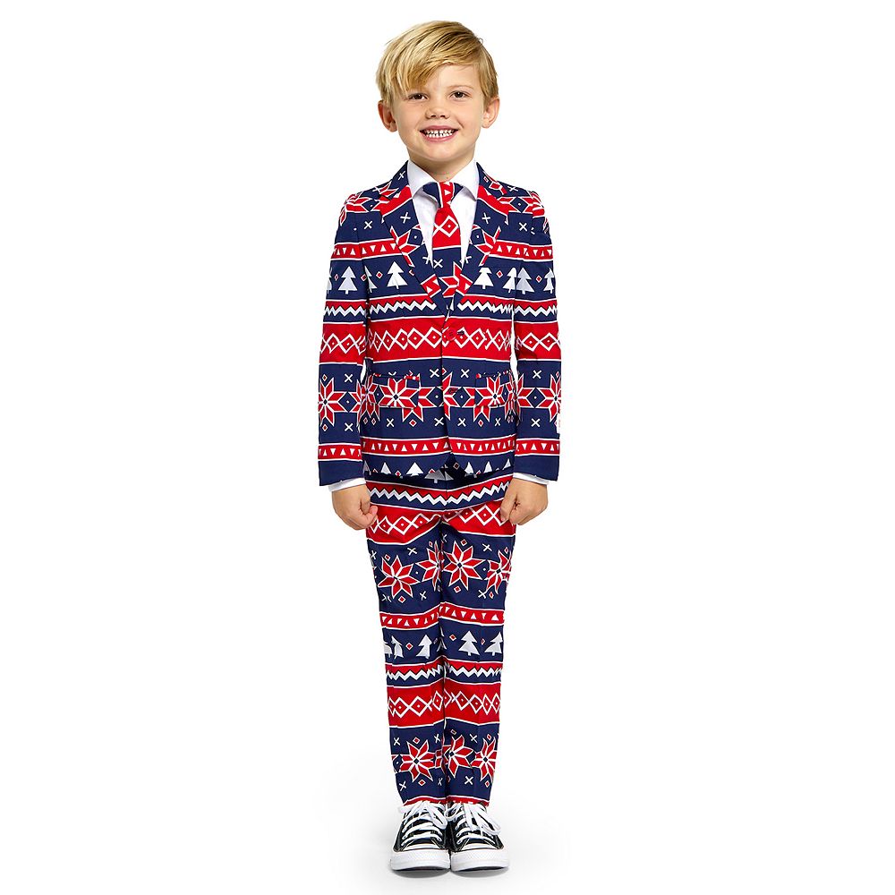 Boys 2-8 OppoSuits Nordic Noel Christmas Party Jacket, Pants & Tie Suit Set