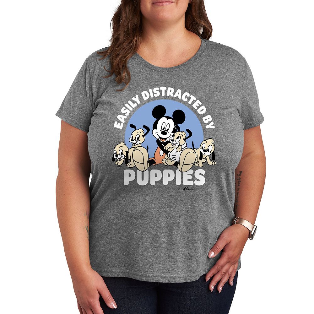 Disney's Mickey Mouse Plus Distracted By Puppies Graphic Tee