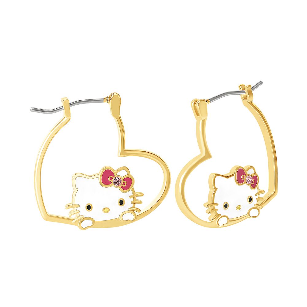 Hello Kitty Enamel Heart Hoop Earrings