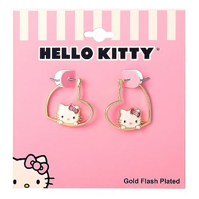 Hello Kitty Enamel Heart Hoop Earrings
