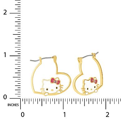 Hello Kitty Enamel Heart Hoop Earrings