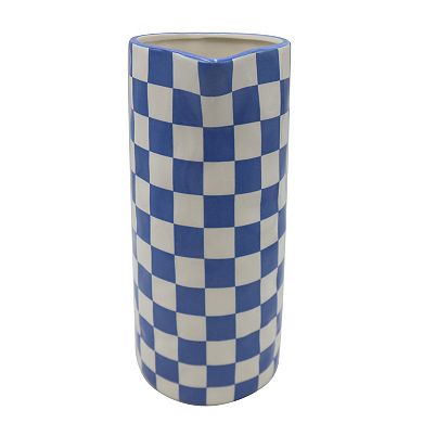 Everyday Decor Checkered Ceramic Pitcher Vase Table Decor