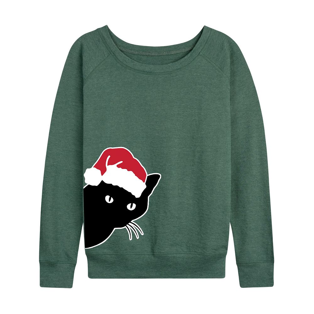 Women's Peeking Cat French Terry Long Sleeve Tee