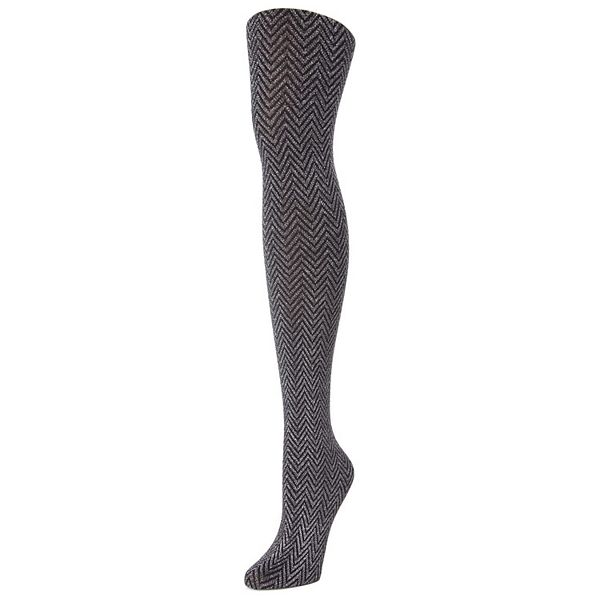 Metallic Chevron Opaque Tights