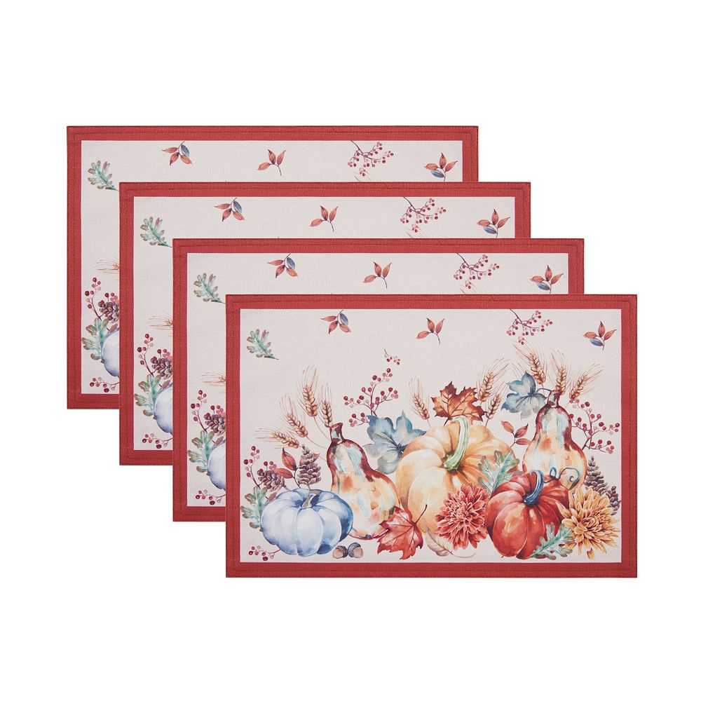 Elrene Home Fashions Botanical Harvest Pumpkin Engineered Placemats ...