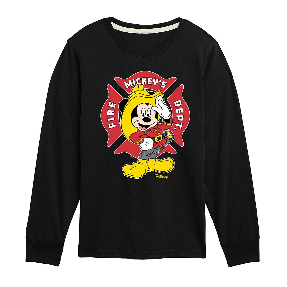 Disney's Mickey Mouse Boys 8-20 Fire Dept. Badge Long Sleeve Graphic Tee