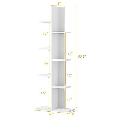 7-Tier Wooden Bookshelf with 8 Open Well-Arranged Shelves