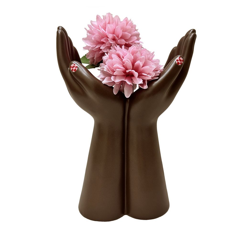 Everyday Decor Plaid Nails Ceramic Hands Vase Table Decor