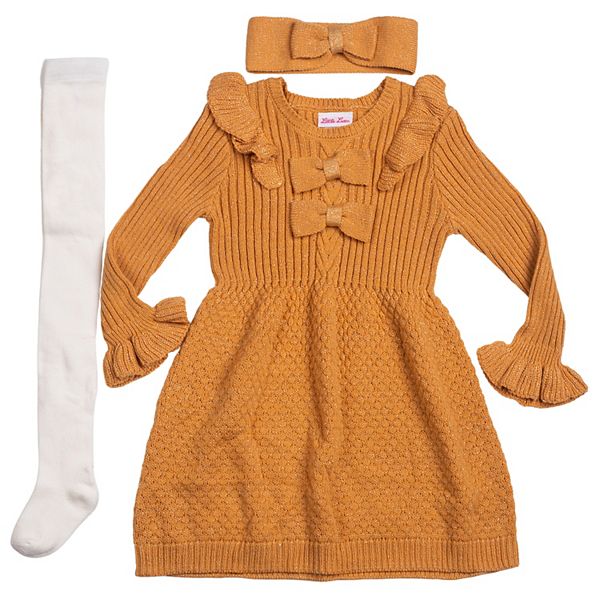 Toddler Girl Little Lass Sweaterdress, Stockings & Headband Set