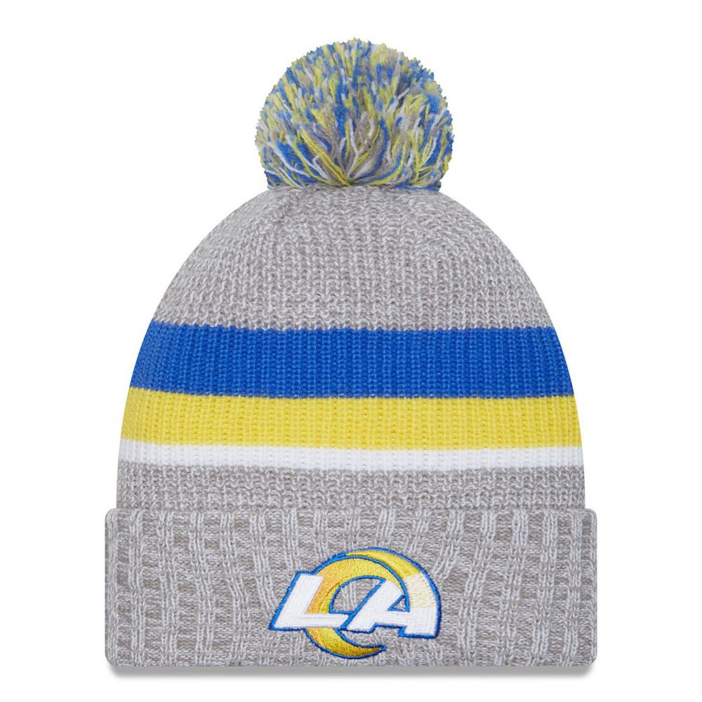 Men's New Era Heather Gray Los Angeles Rams Cuffed Knit Hat with Pom