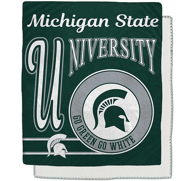 Michigan State Spartans 50" x 60" Retro Emblem Flannel Fleece Sherpa ...