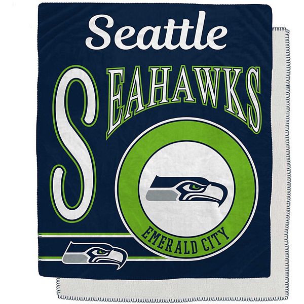 Seattle Seahawks 50" x 60" Retro Emblem Flannel Fleece Sherpa Blanket
