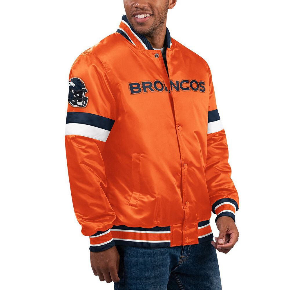 Men's Starter Orange Denver Broncos Home Game Satin Full-Snap Varsity ...