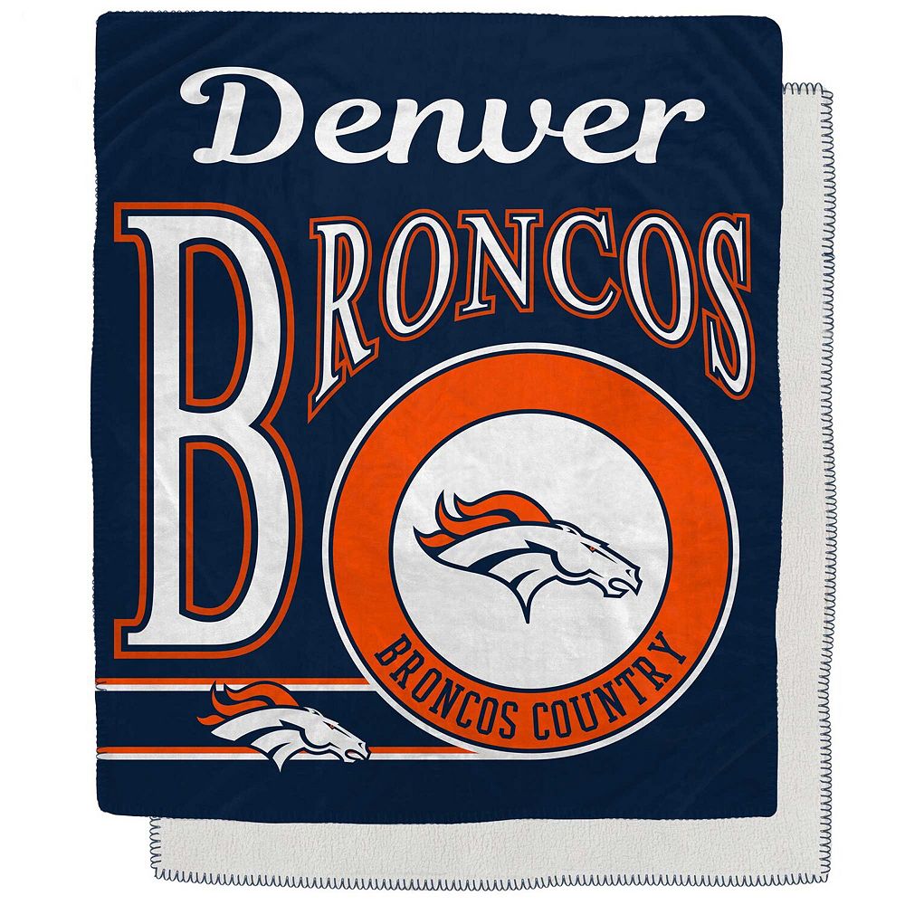 Denver Broncos 50" x 60" Retro Emblem Flannel Fleece Sherpa Blanket