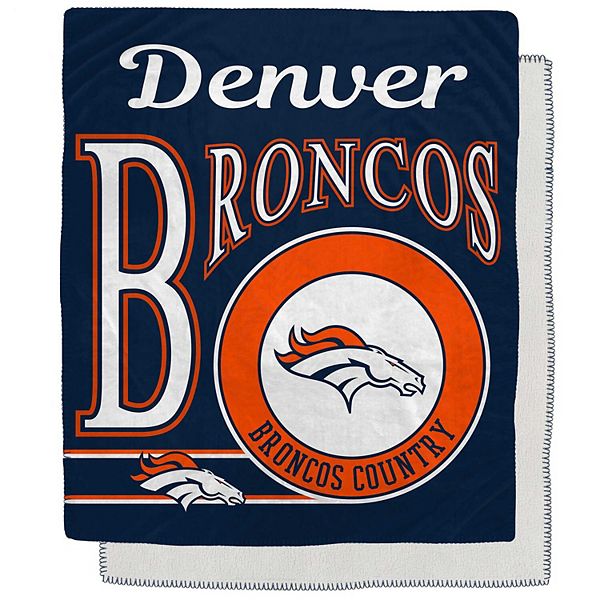 Denver Broncos 50" x 60" Retro Emblem Flannel Fleece Sherpa Blanket