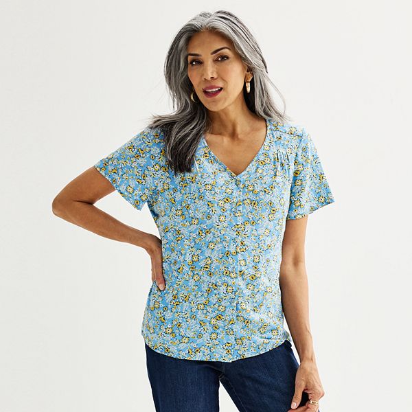 Women's Croft & Barrow® Short Sleeve Femme Blouse