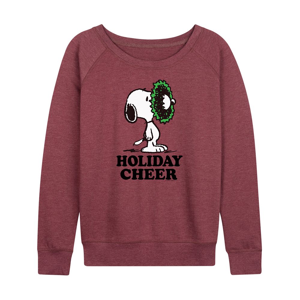 Women's Peanuts Snoopy Holiday Cheer French Terry Long Sleeve Tee