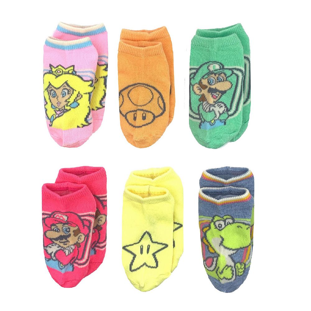 Girls' Nintendo Super Mario 6-Pack No-Show Socks