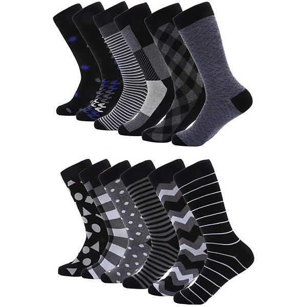 Men's Modern Collection Dress Socks 12 Pack