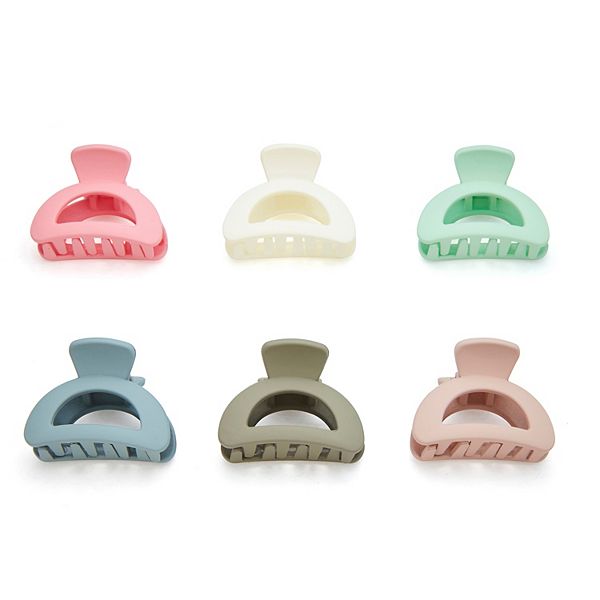 Assorted Matte Colors 6-Pack Mini Claw Hair Clips