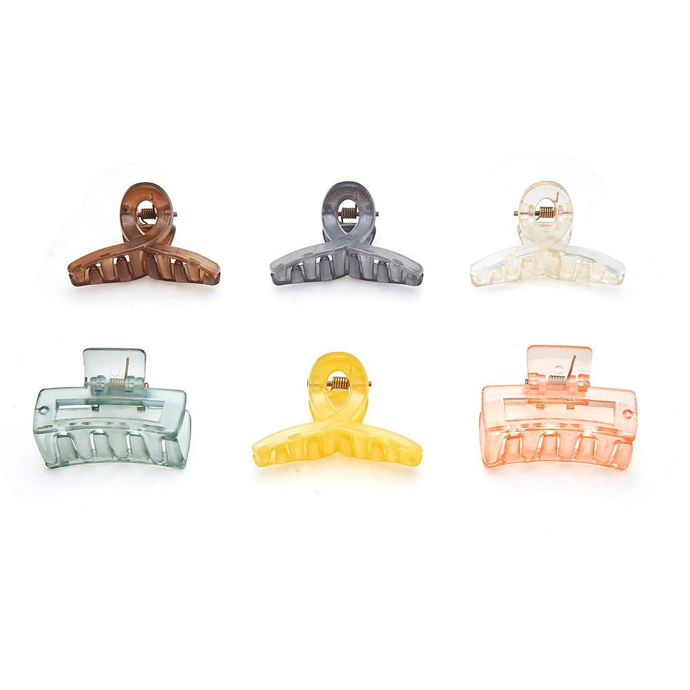 Assorted Colors 6-Pack Mini Mixed Shape Claw Hair Clip Set