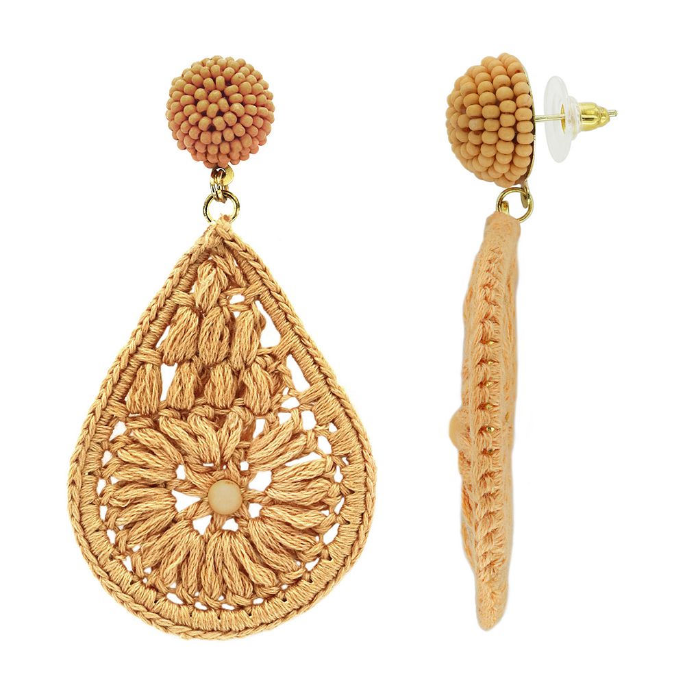 PANNEE BY PANACEA Gold Tone Crocheted Teardrop Drop Earrings
