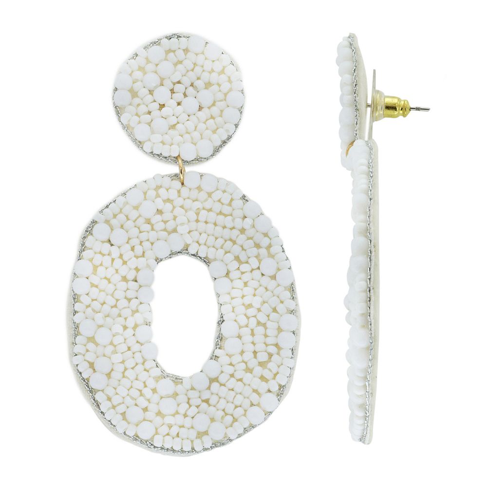 PANNEE BY PANACEA Gold Tone Seed Bead Open Oval Drop Earrings