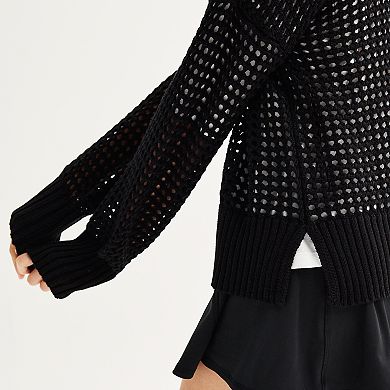 Juniors' Pink Republic Open Stitch Mesh Cardigan