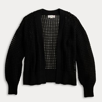 Juniors' Pink Republic Open Stitch Mesh Cardigan