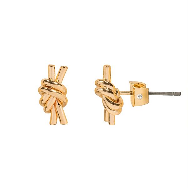 LC Lauren Conrad Gold Tone Twisted Knot Stud Earrings