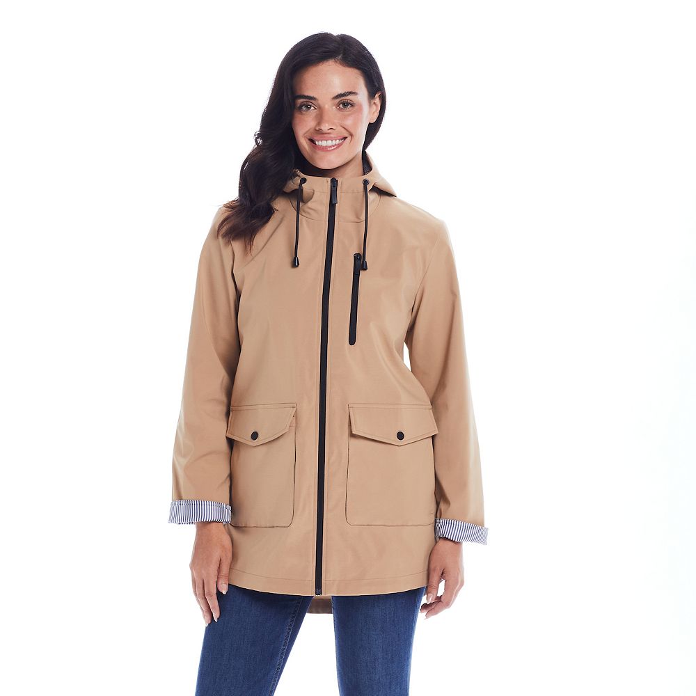 Women's Weathercast Lightweight Hooded Rain Slicker Coat
