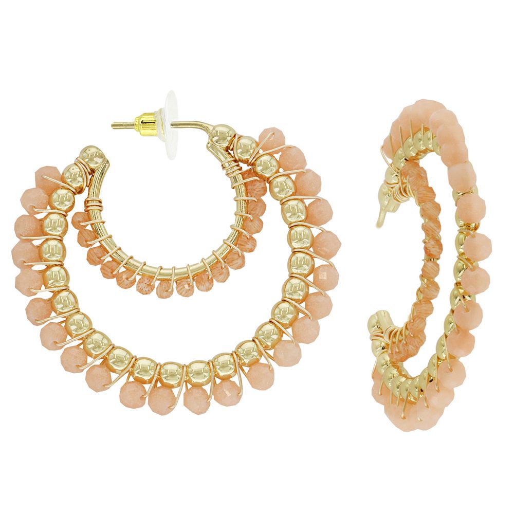 PANNEE BY PANACEA Gold Tone Crystal Open Crescent Hoop Earrings