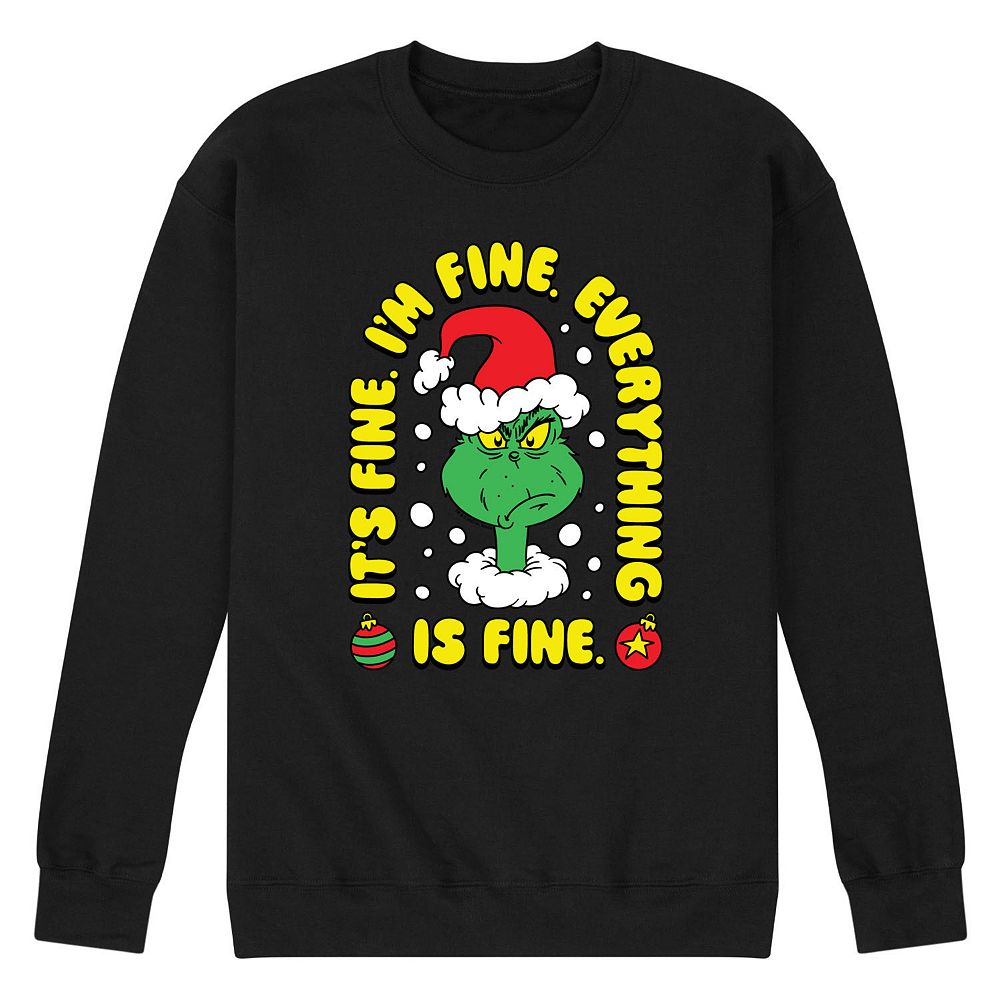 Men's Dr. Seuss The Grinch Everything Is Fine Fleece Sweatshirt