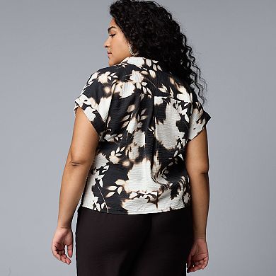 Plus Size Simply Vera Vera Wang Short Sleeve Shirt