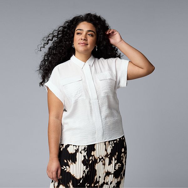 Plus Size Simply Vera Vera Wang Short Sleeve Shirt