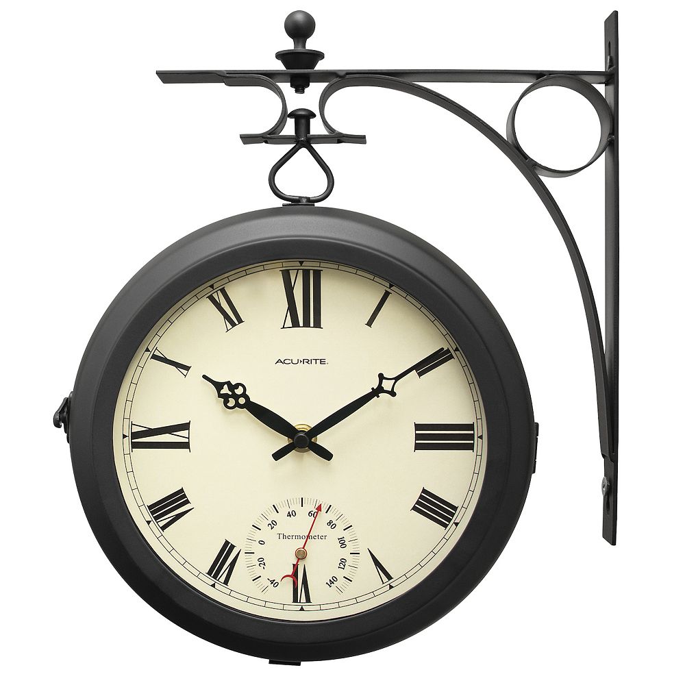 AcuRite 9-in. Indoor/Outdoor Double-Sided Hanging Clock with 360-Degree ...