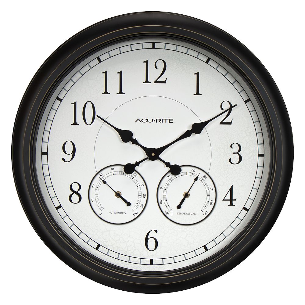 AcuRite 24-in. Weathered Black Indoor/Outdoor Wall Clock with ...