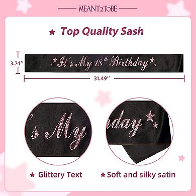 18th Birthday Sash And Tiara For Women - Fabulous Set: Glitter Sash + Stars