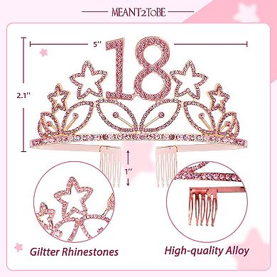 18th Birthday Sash And Tiara For Women - Fabulous Set: Glitter Sash + Stars