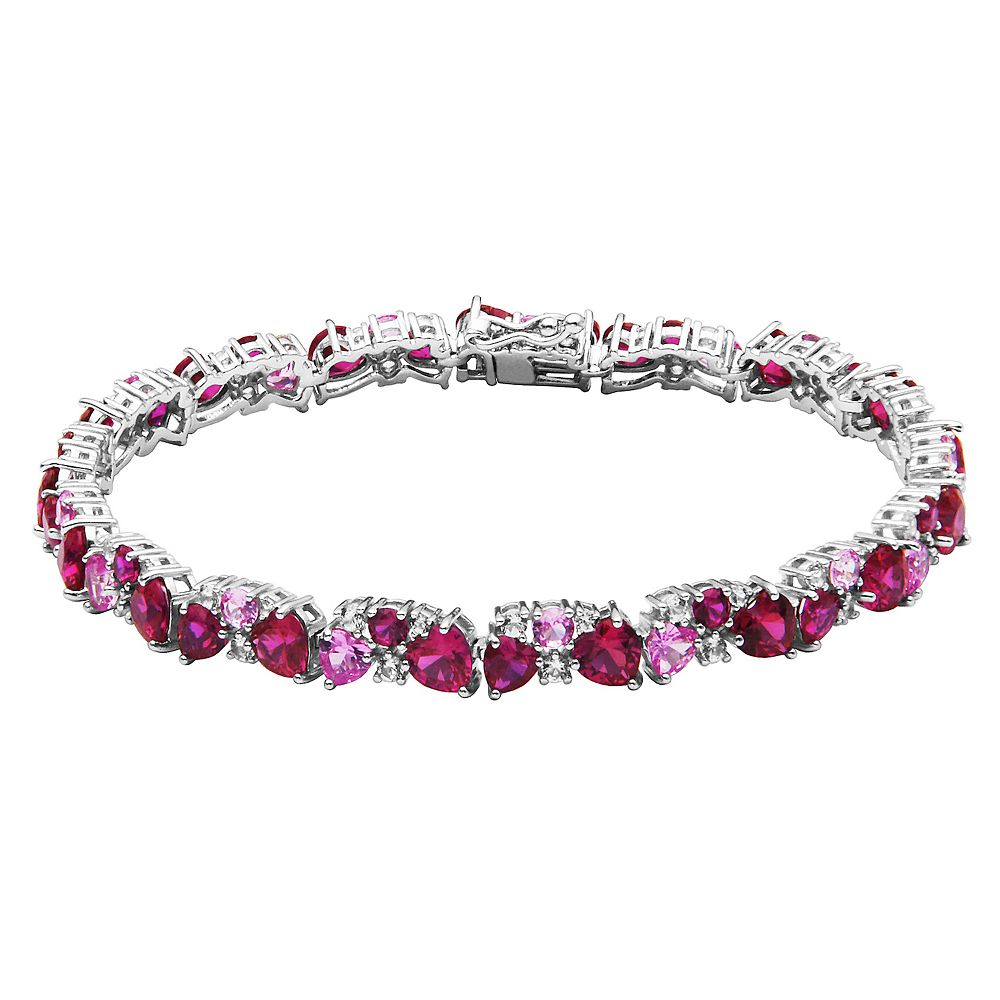 Classic Treasures Sterling Silver Lab-Created Ruby, Lab-Created Pink ...