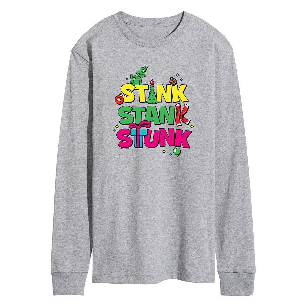 Men's Dr. Seuss The Grinch Stink Stank Stunk Long Sleeve Graphic Tee