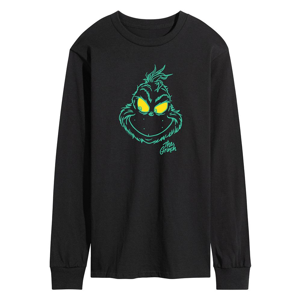 Men's Dr. Seuss The Grinch Grinch Face Long Sleeve Graphic Tee