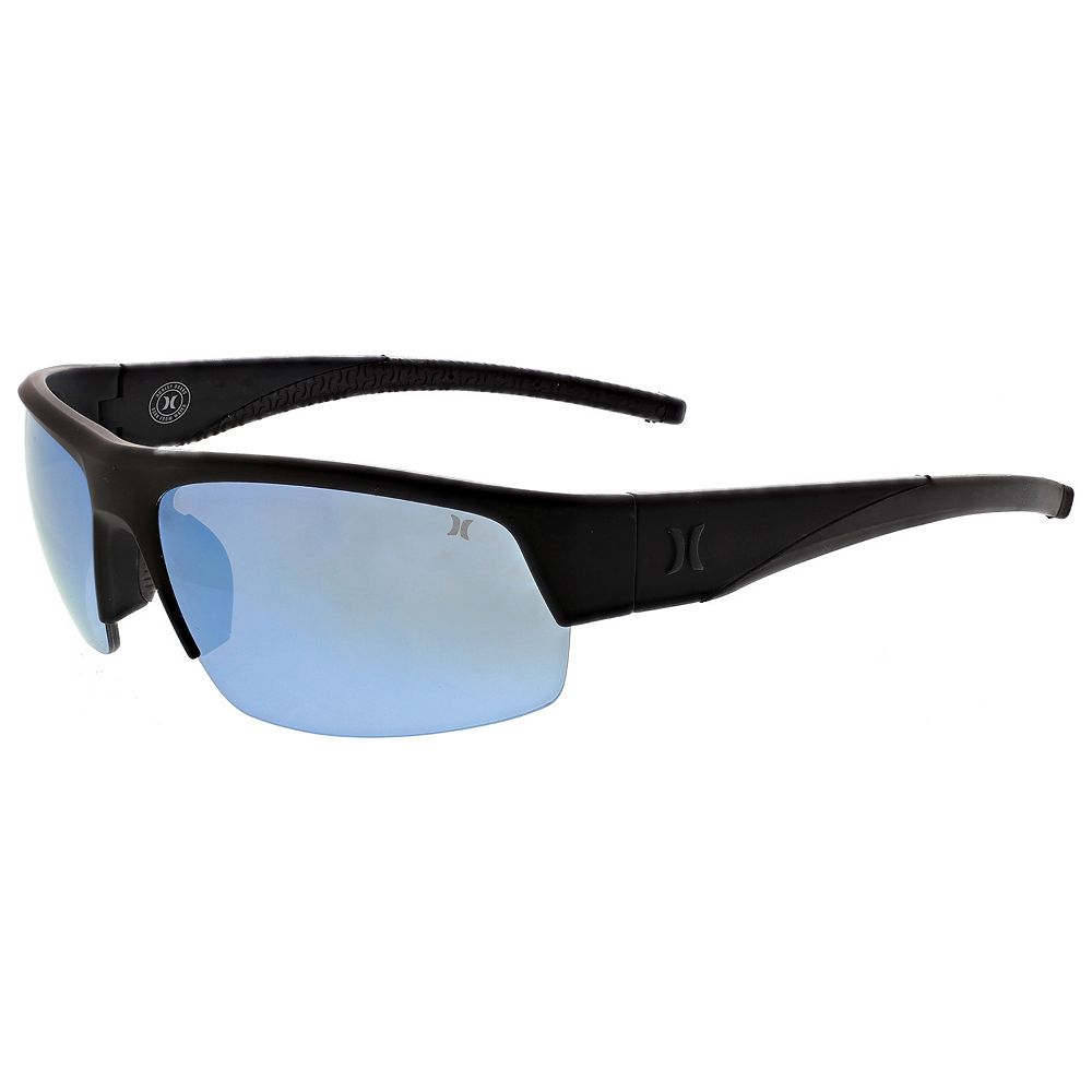 Men's Hurley 68mm Rectangle Wrap Polarized Semi-Rimless Sunglasses