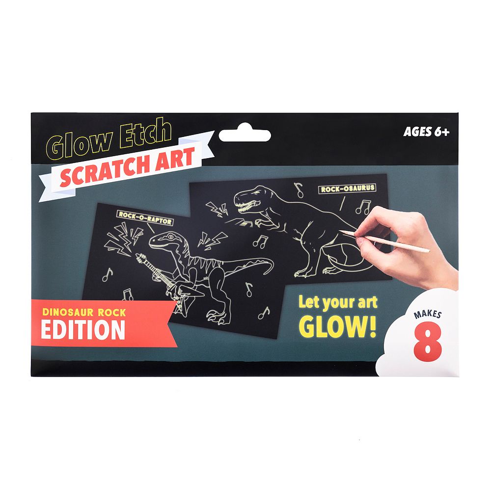 Pulsar Dinosaur Glow in the Dark Scratch Art Kit