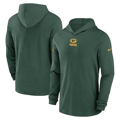 Men's Nike Green Green Bay Packers Sideline Performance Long Sleeve Hoodie T-Shirt