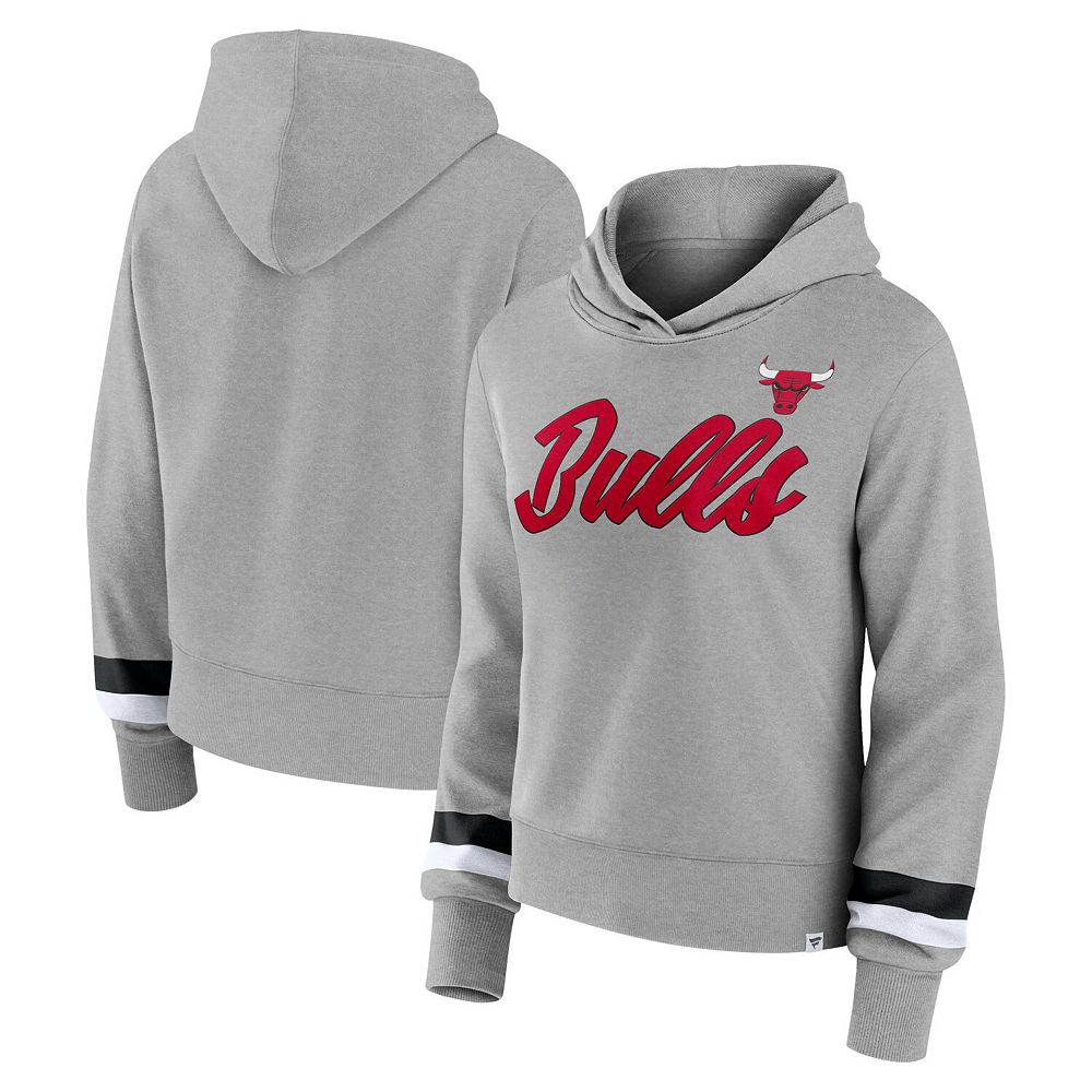 Women's Fanatics Branded Heather Gray Chicago Bulls Halftime Pullover Hoodie