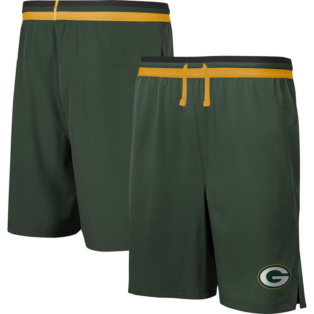 Men's Green Green Bay Packers Cool Down Tri-Color Elastic Training Shorts