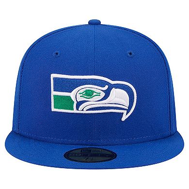 Men's New Era Royal Seattle Seahawks Throwback Main 59FIFTY Fitted Hat