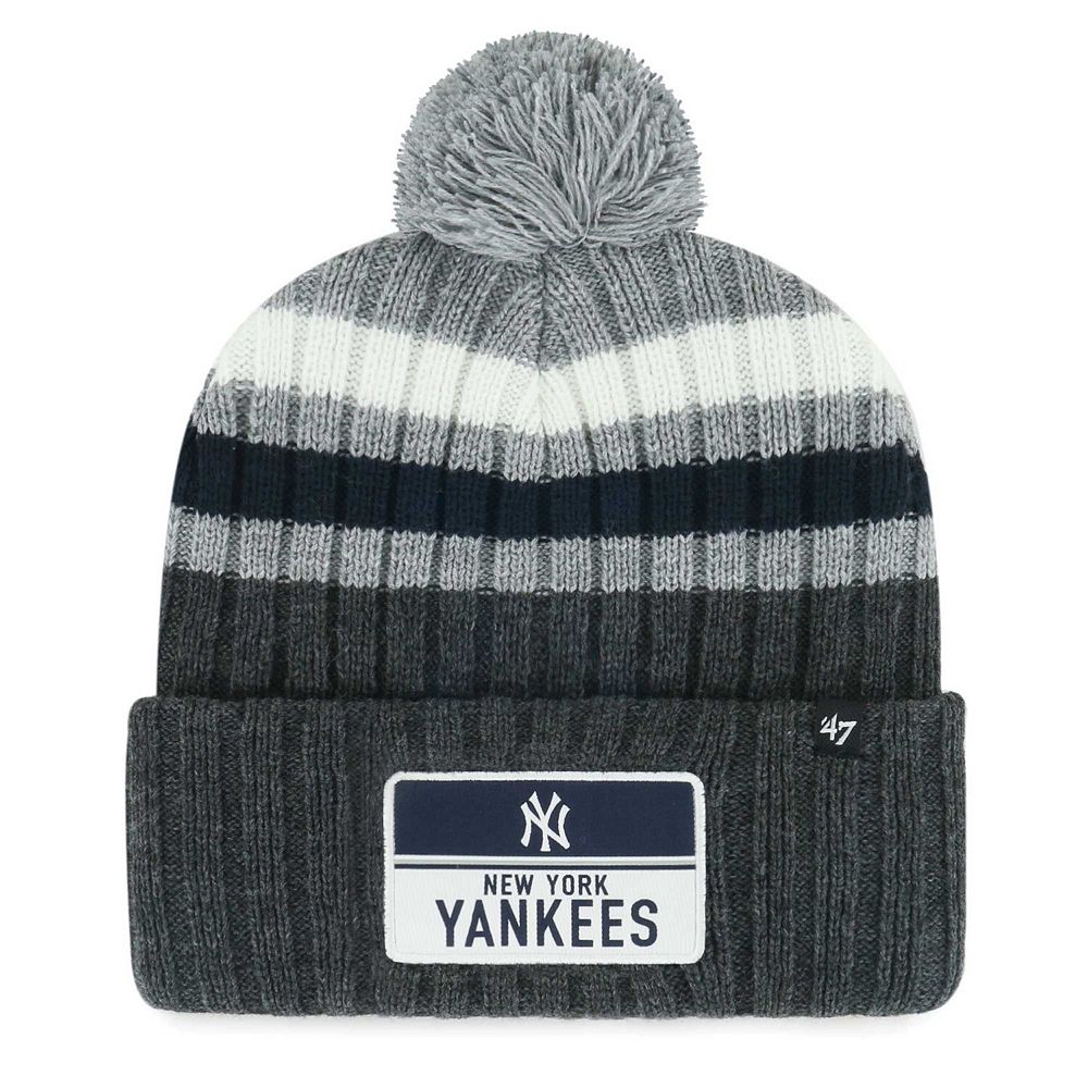 Men's '47 Gray New York Yankees Stack Cuffed Knit Hat with Pom
