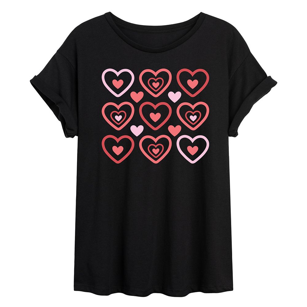 Juniors' Pastel Heart Oversized Tee